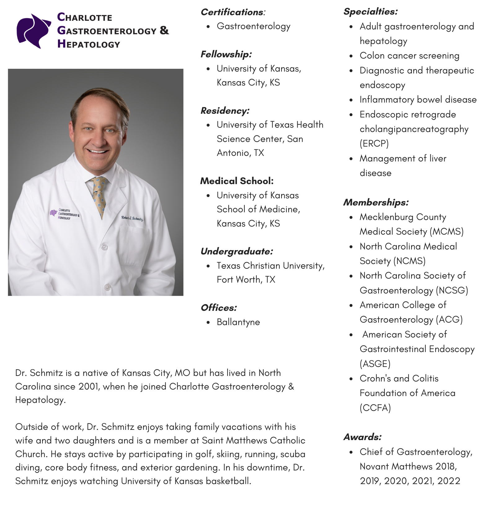 Charlotte Gastroenterology & Hepatology | Robert J. Schmitz, MD ...