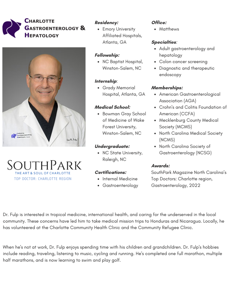 Charlotte Gastroenterology & Hepatology | Sam R. Fulp, MD - Charlotte ...